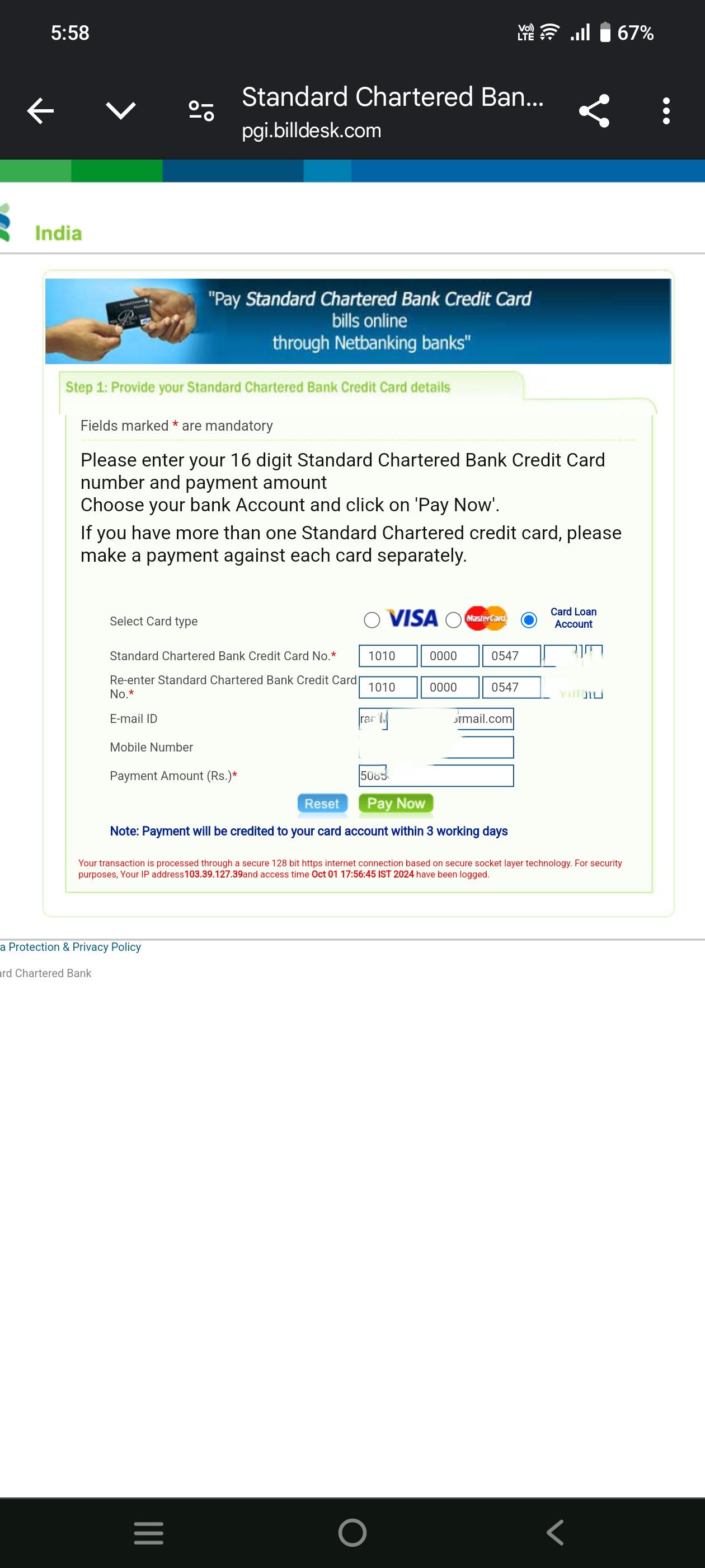 Standard chartered credit card account bill payment | Scrolller