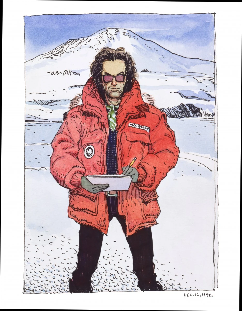 self-portrait of the artist in Antarctica, by William Stout | Scrolller