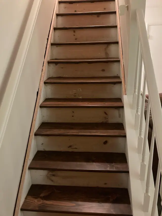 Going to paint these stair risers white but also need some kind of mounding. Should I paint or ...