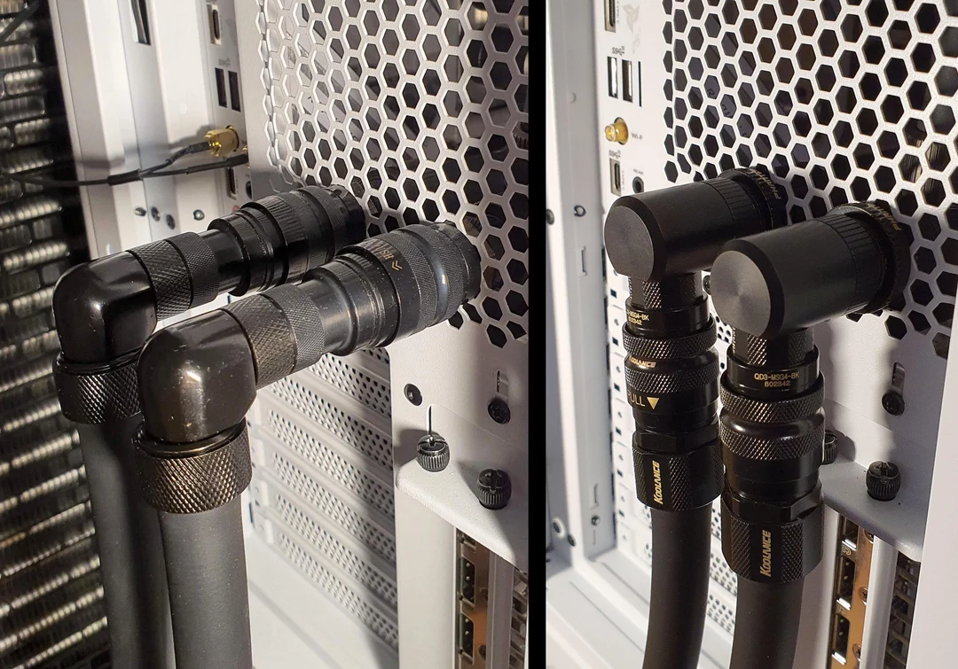 Before and after of QDCs for external radiator - the leak is fixed! | Scrolller
