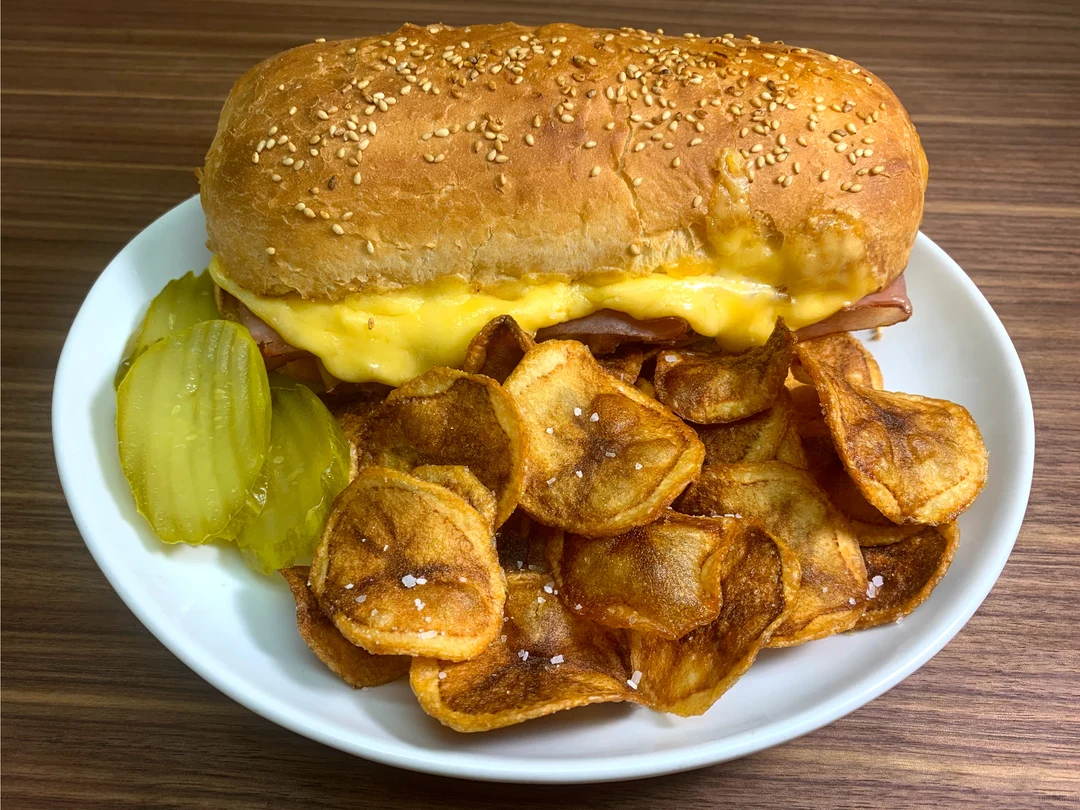 Hot Ham and Cheese with Fat Crisps | Scrolller