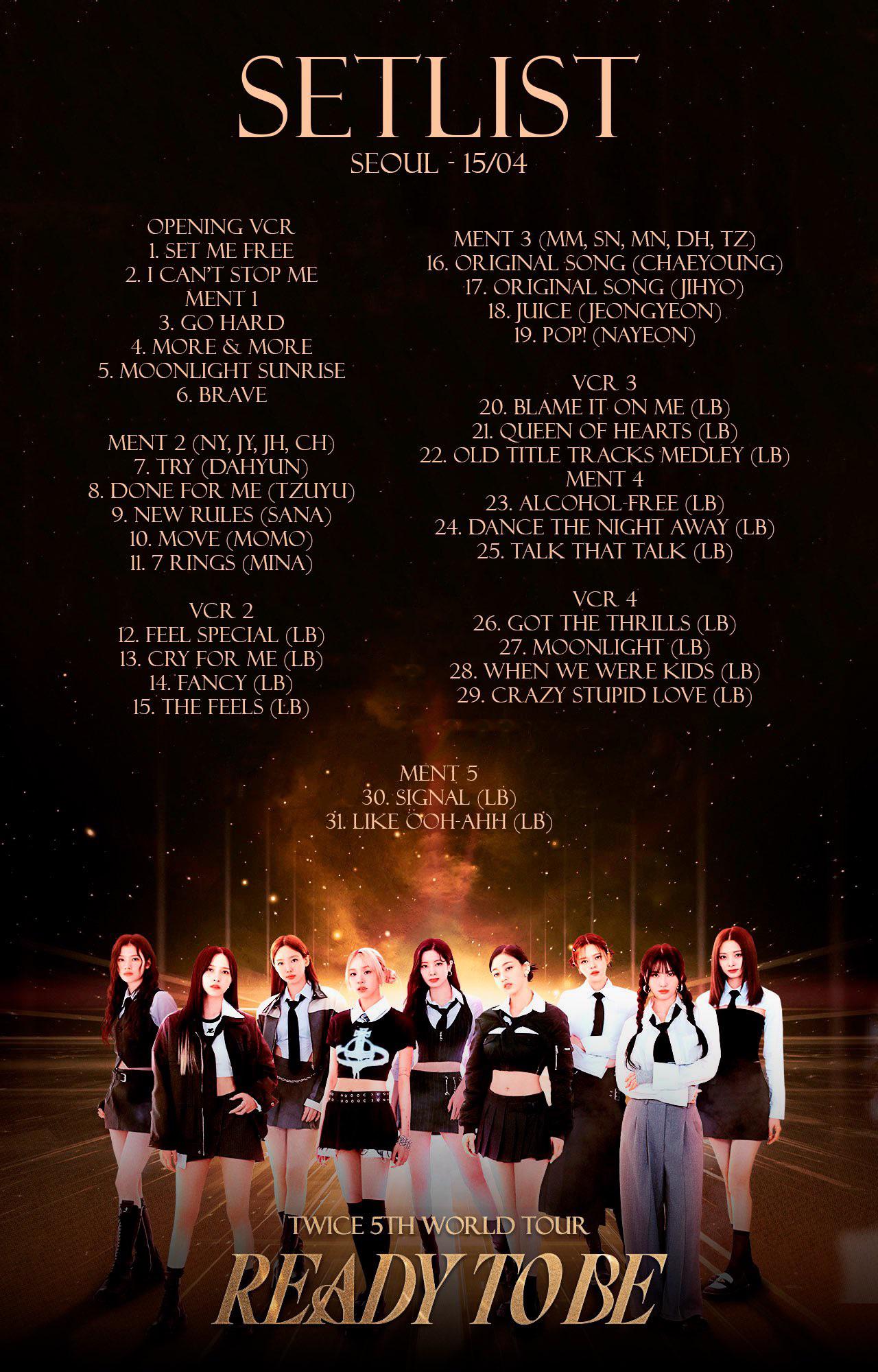 Setlist for their first Seoul show | Scrolller