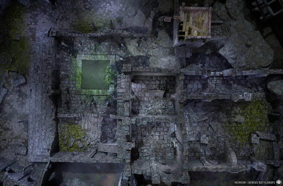 Ruined City Garrison | [Animated Battlemap] [41x27] [100px per Square] [Gridless] [3D Rendered ...