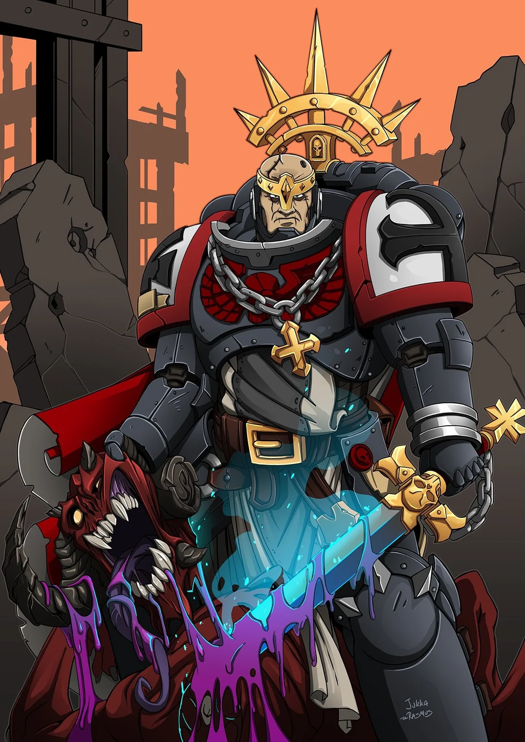 Black Templar and poor little Daemon- By Rasmass | Scrolller