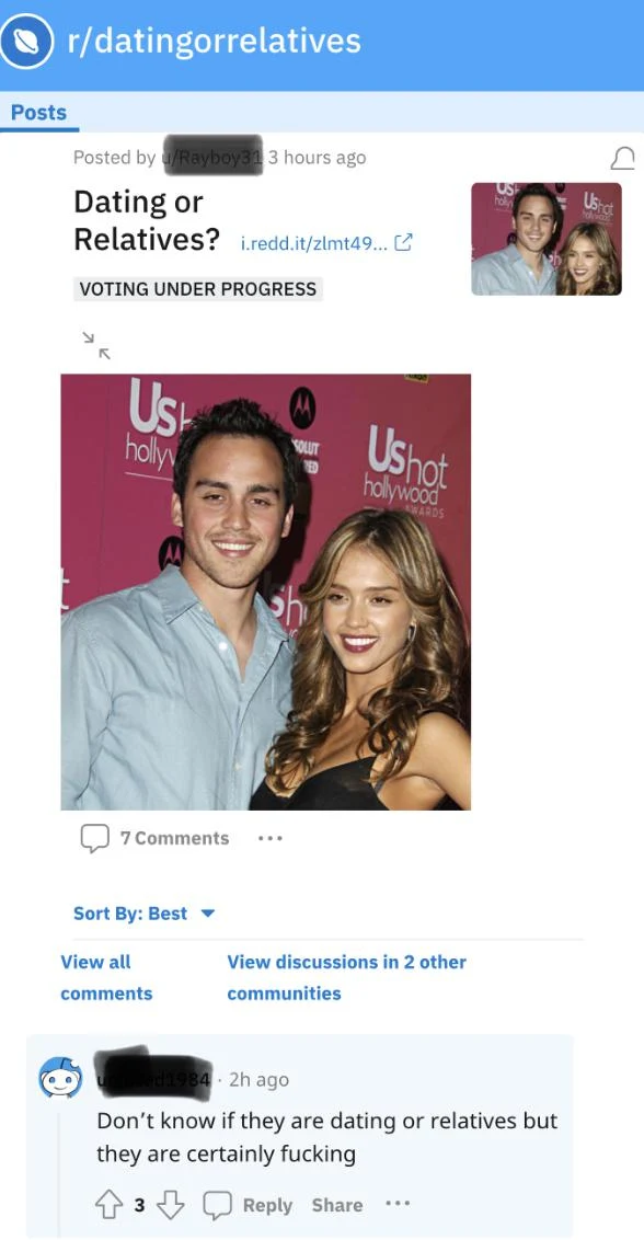 The two people in the photo are siblings (Jessica and Joshua Alba) | Scrolller