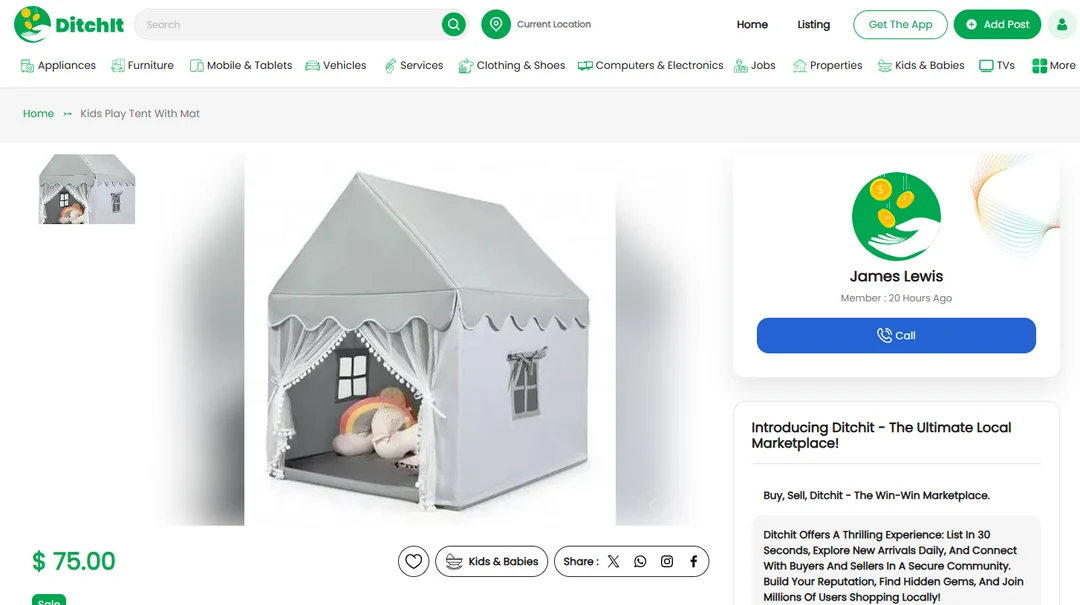 Kids Play Tent with Mat | Scrolller