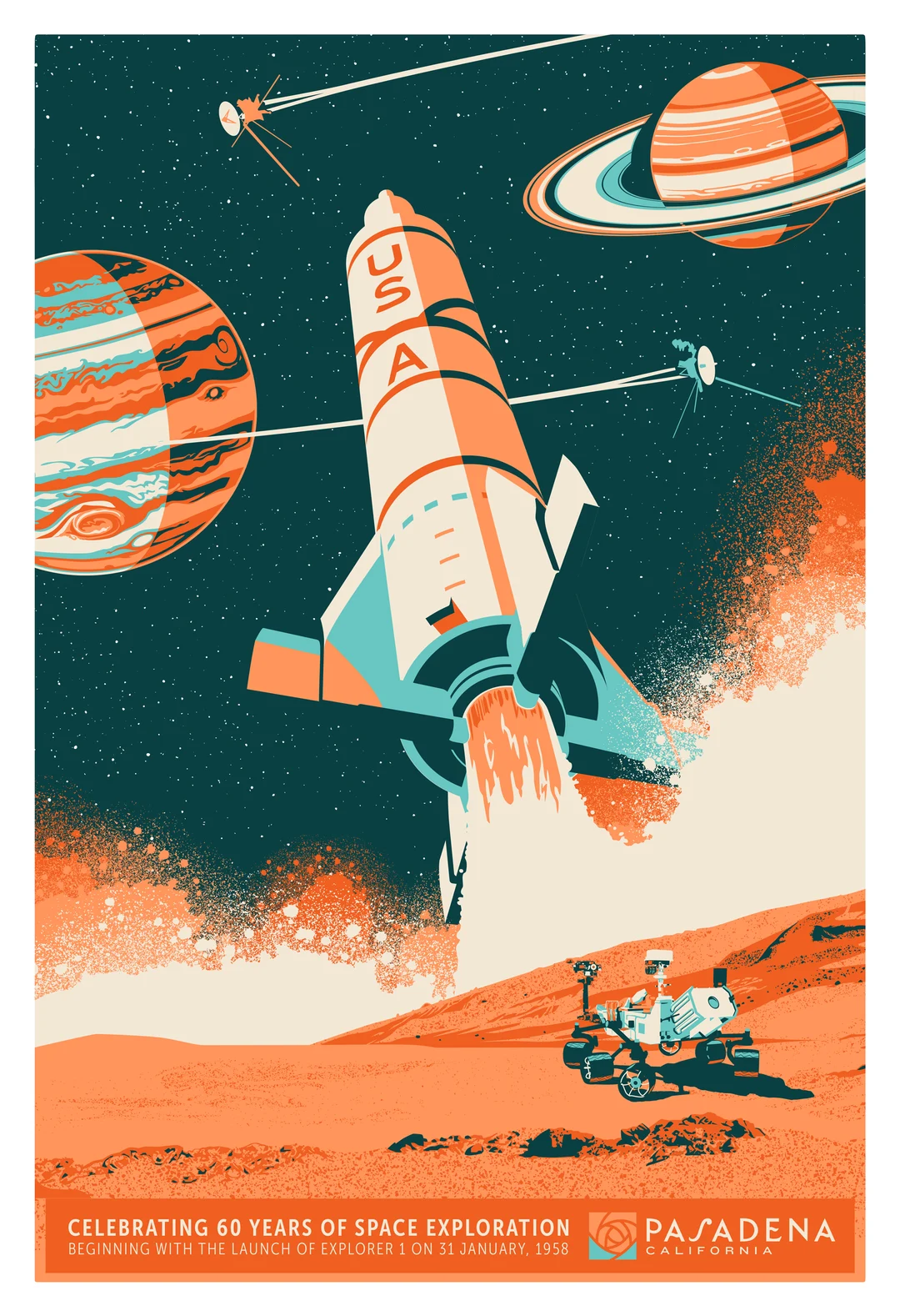 60 Years of Space Exploration for the City of Pasadena Screen Print [OC] : https://www ...
