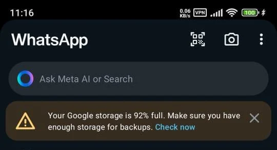 Why does whatsapp shows my google storage ? | Scrolller