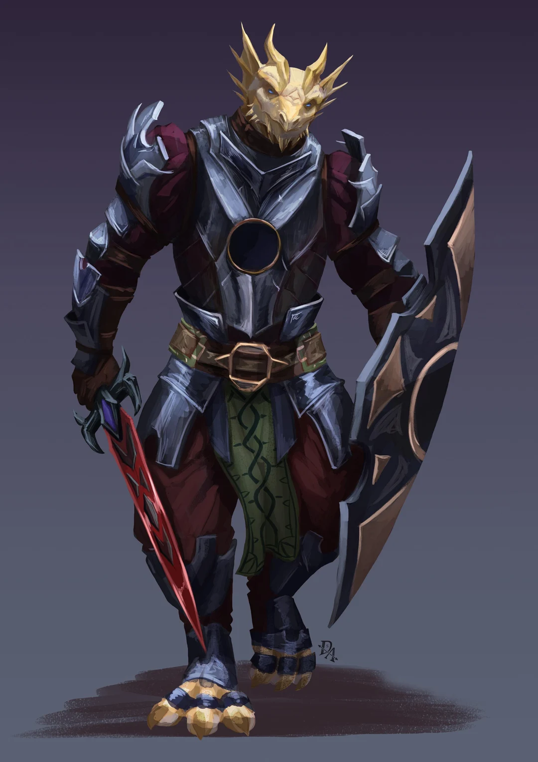 [OC] [Art] Castiel, the Bastion of Endurance - Gold Dragonborn Vengeance Paladin | Scrolller