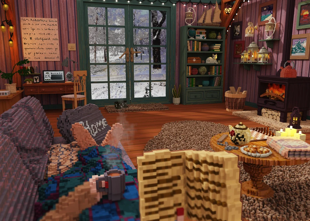 Cozy Winter Cabin, Me, Voxel Art, 2023 | Scrolller