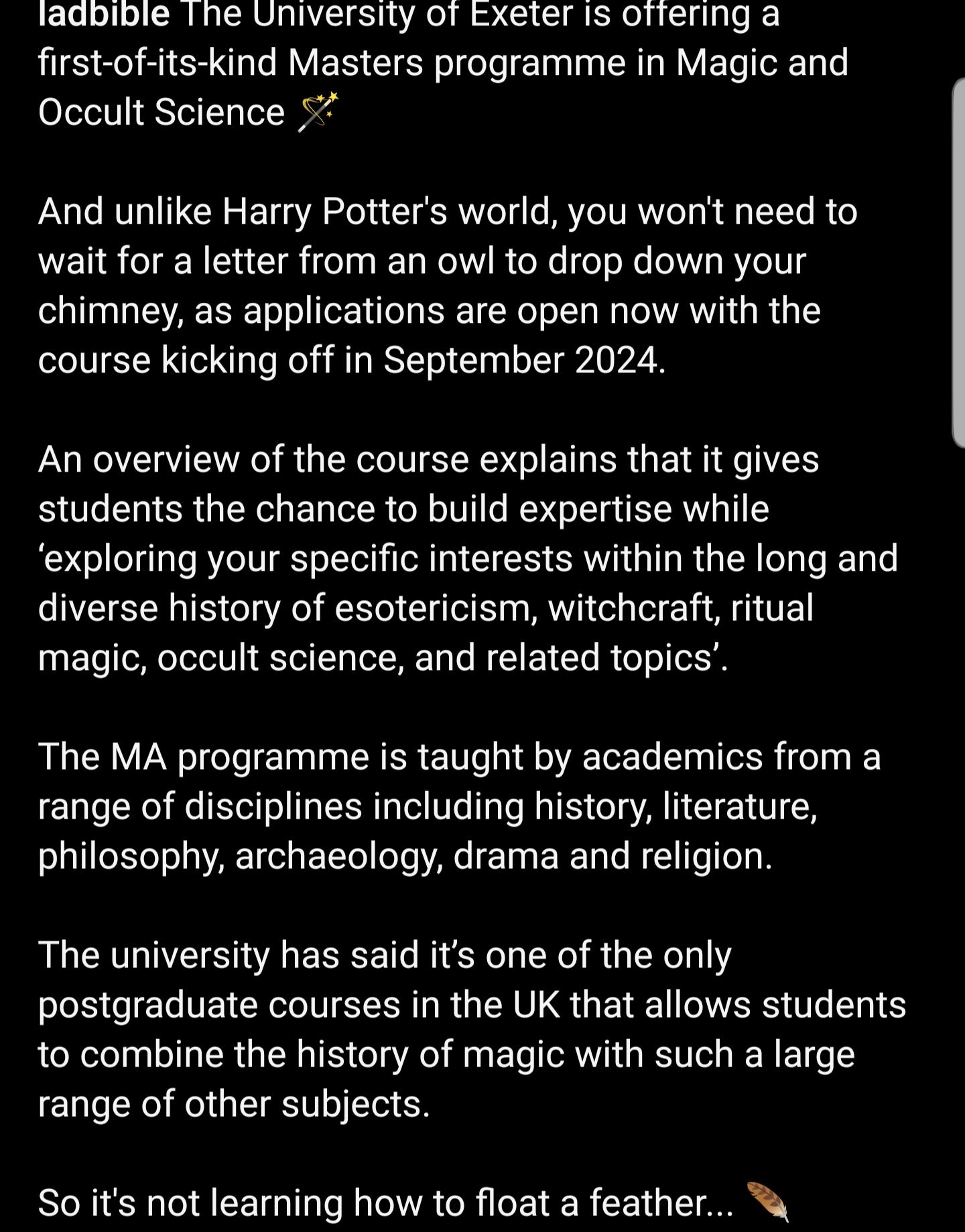 University course in magic ? | Scrolller