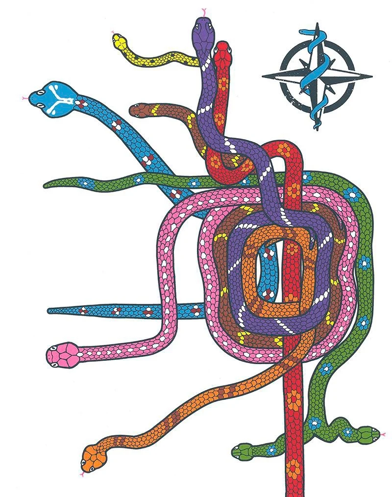 The Elevated Snakes, Sasquatchinheat, 7 color screenprint, 2023 | Scrolller