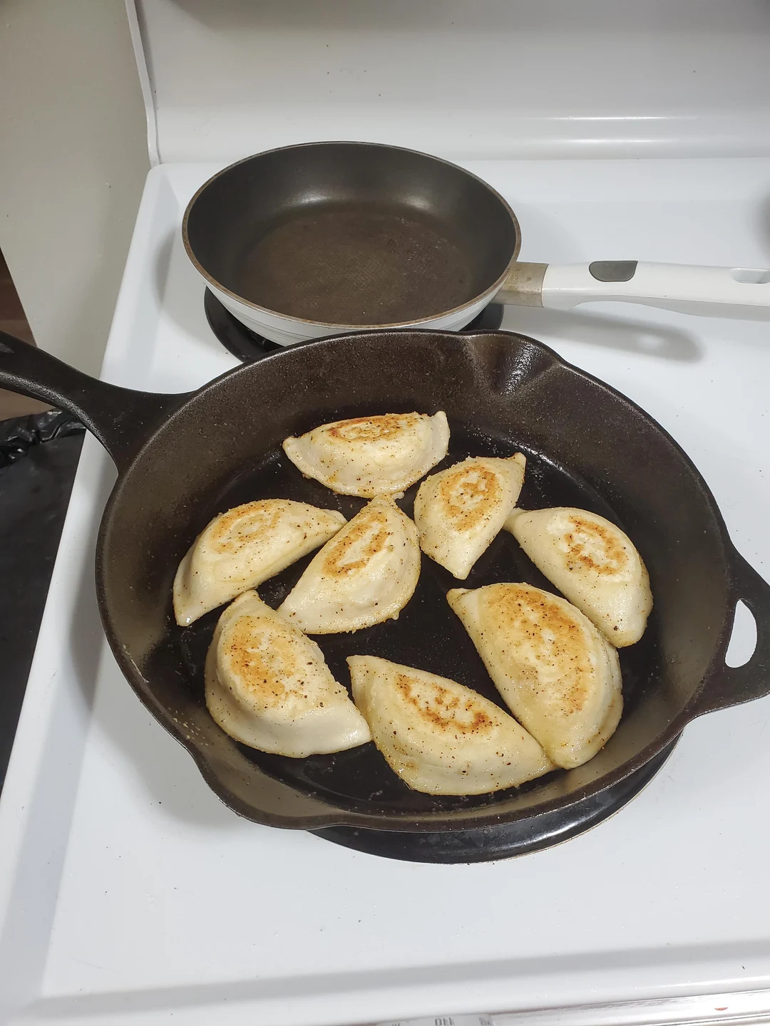 First time frying perogies in my 12"! | Scrolller