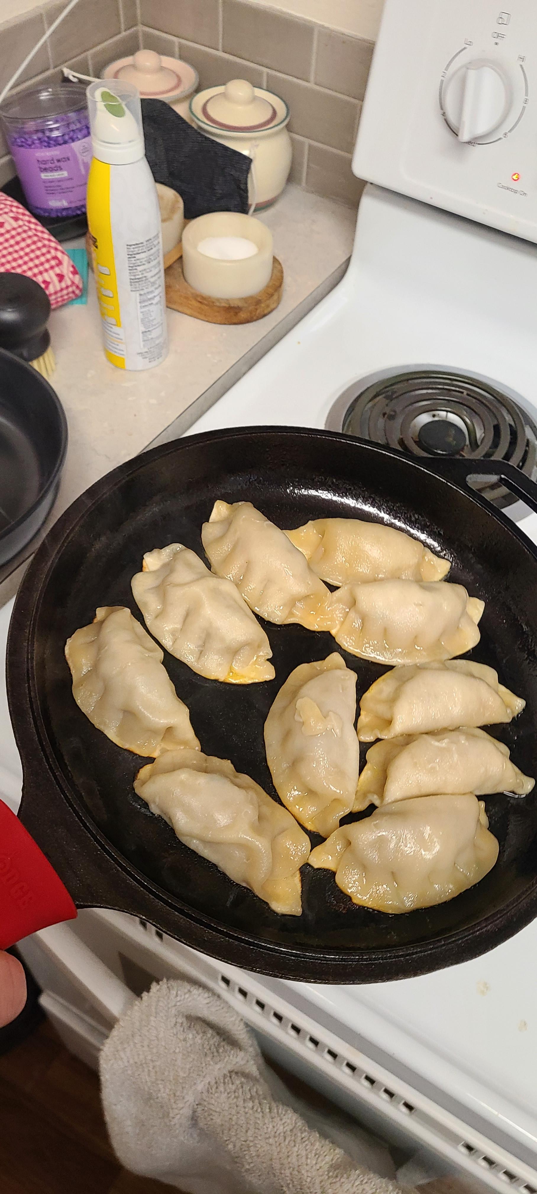 First ever cook in a cast iron... potstickers 🤔 | Scrolller