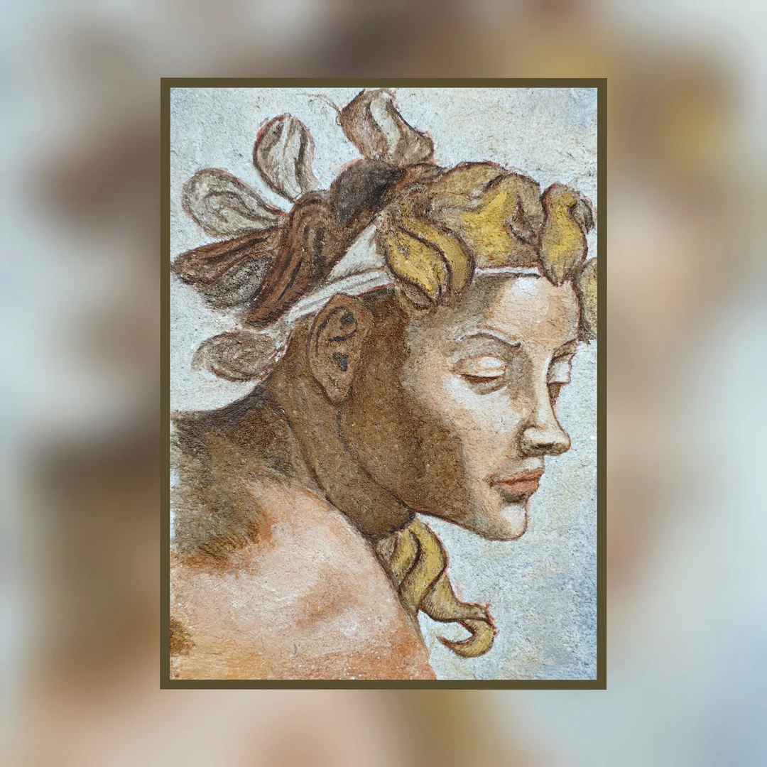 Ignudo from Sistine Chapel, Antonello Mirone, Fresco painting on mortar, 2023 | Scrolller