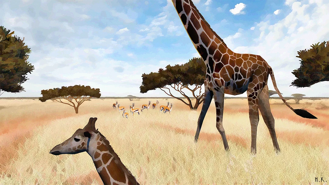 Giraffe with the Longest Neck, art by me | Scrolller