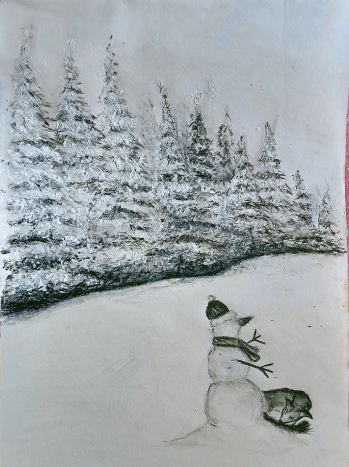 Art version of Snowman-Sia,me,oilpastel,2023 | Scrolller