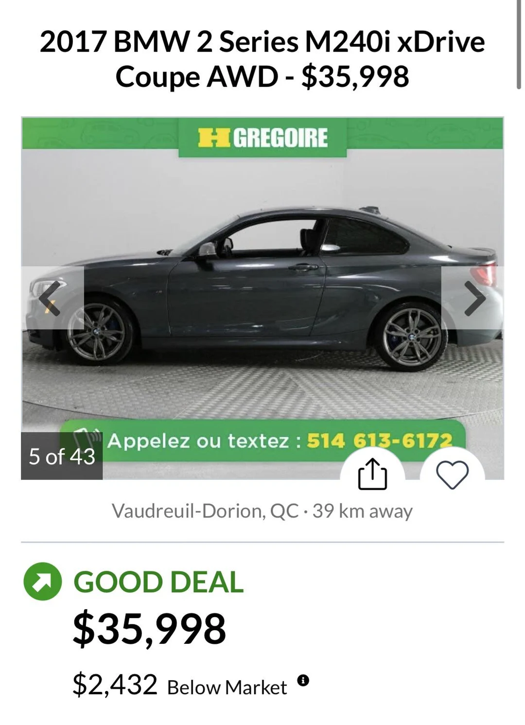 2017 M240i with 41k kms. 36k CAD (27k USD). Is this a good price for my ...