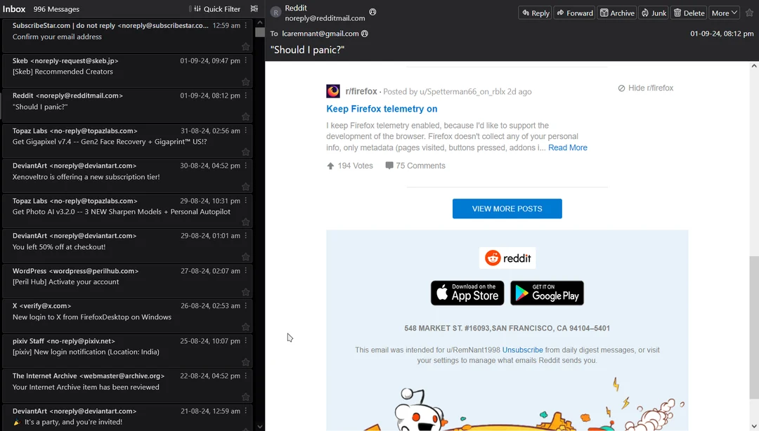 Is there a way to set dark mode in this white and bright email section? | Scrolller