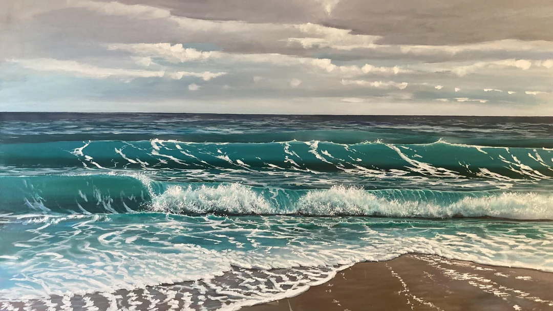 Turquoise Waves, Acrylic, me, 2023 | Scrolller