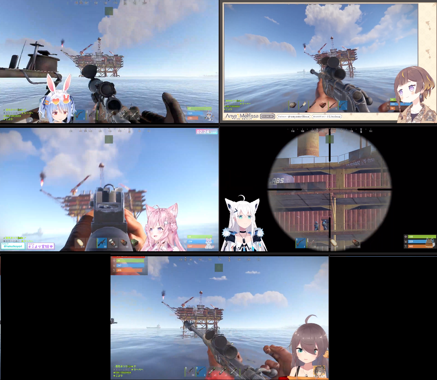[Matsuri, Fubuki, Pekora, Anya and Koyori] V-Sniper Battle currently happening on HoloRust ...