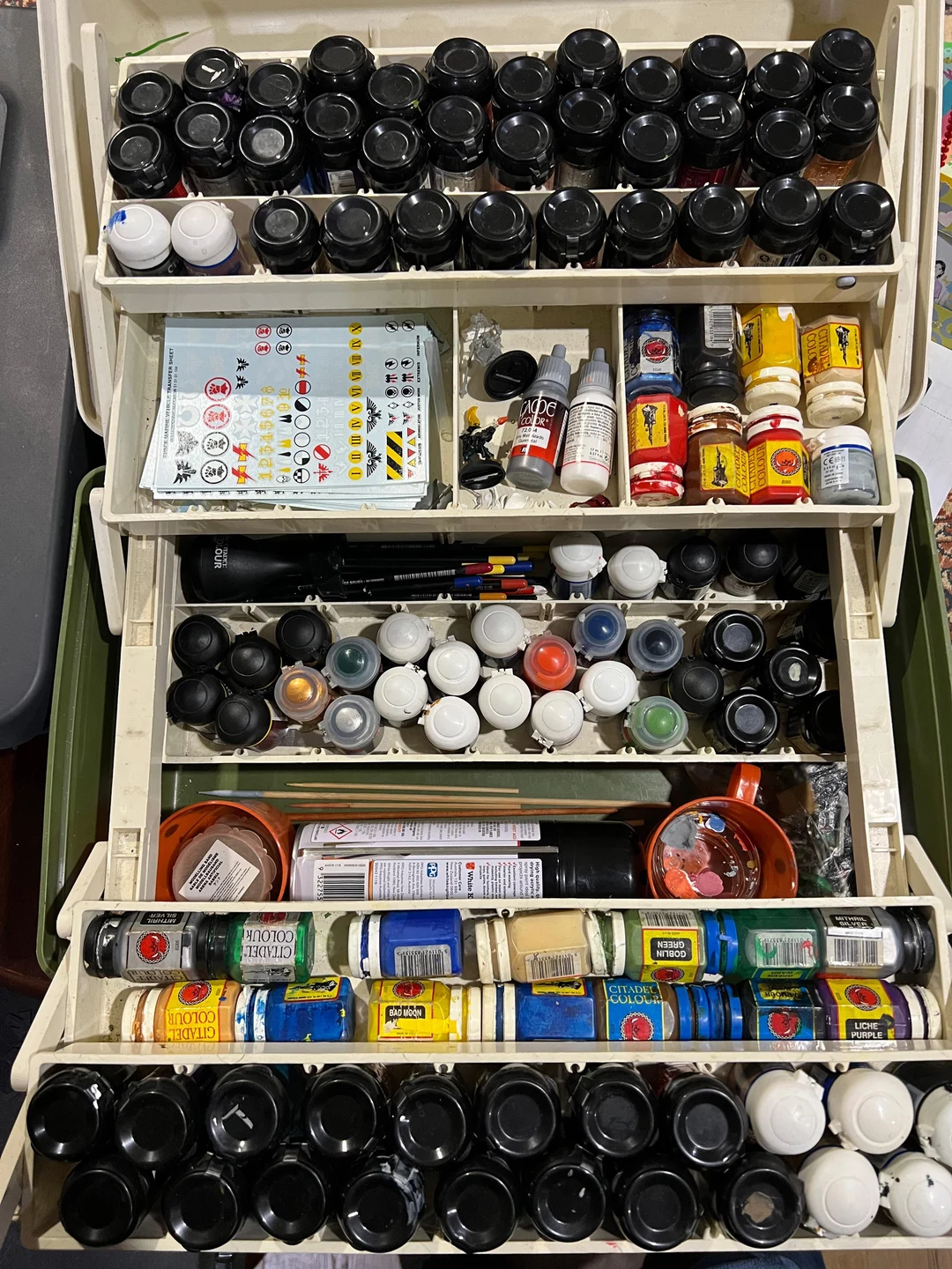 Have had this paint box since I was a kid, a converted tackle box, it’s served me well. | Scrolller