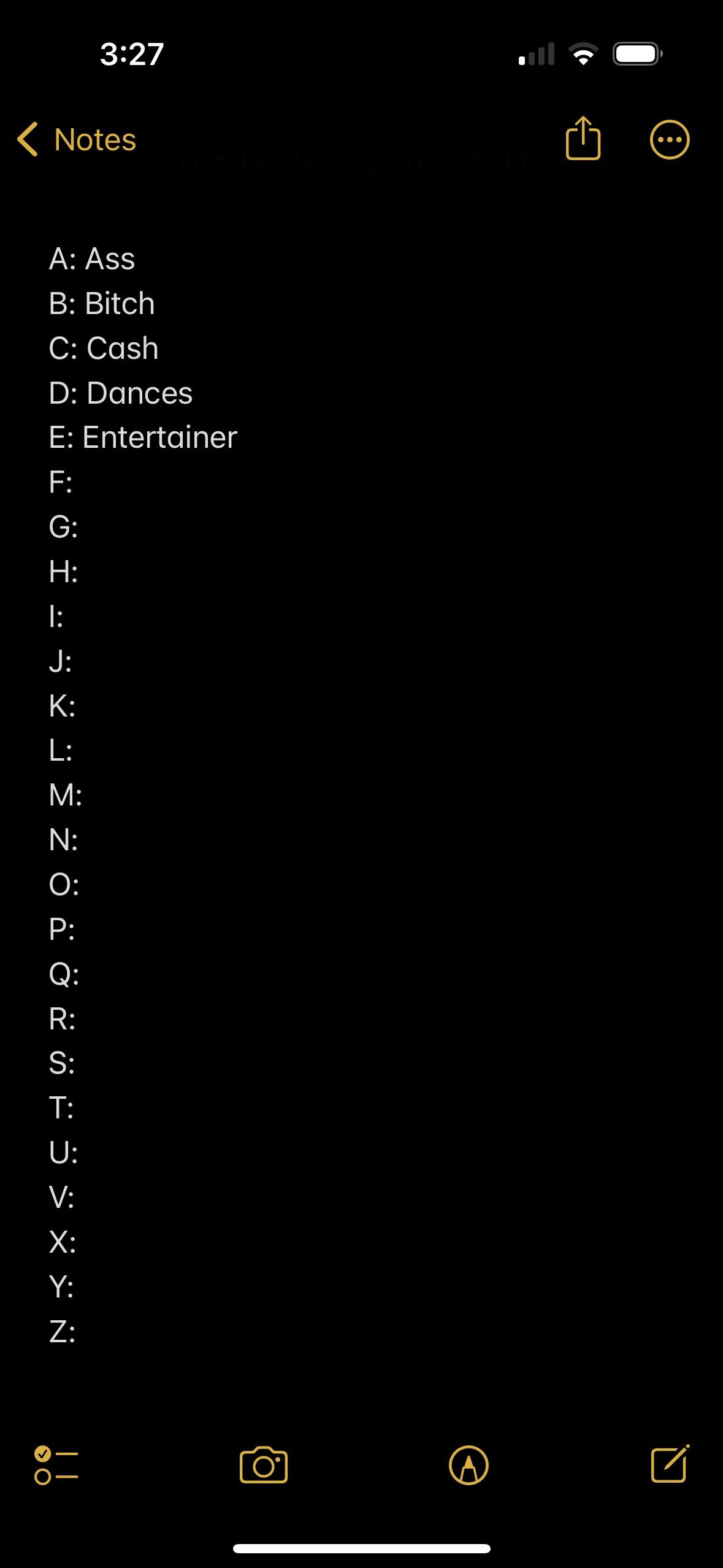 The alphabet for strippers; E is for Entertainer, what is F for? | Scrolller