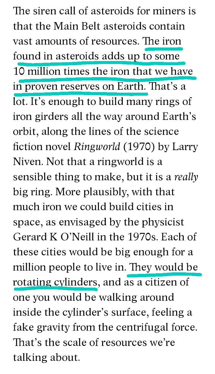 Does the highlighted statement mean that one asteroid has 10 million times more iron than on ...