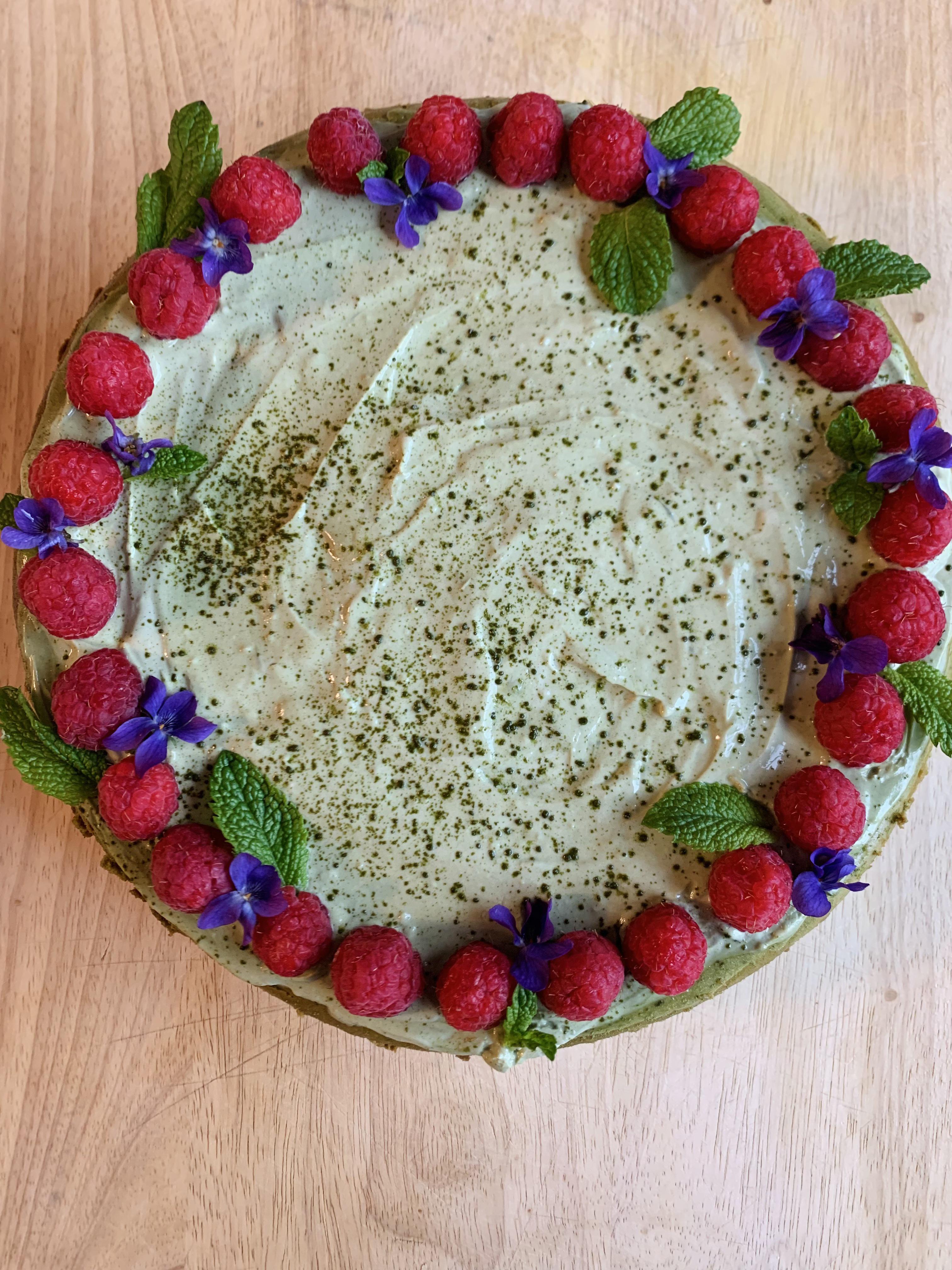 [homemade] Matcha raspberry cheesecake | Scrolller