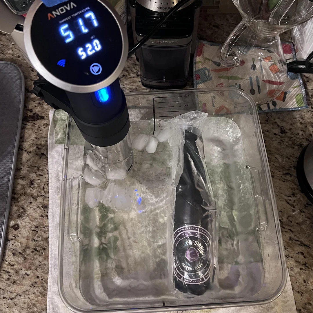 For science. Used sous vide to bring a stout up to proper serving temp. | Scrolller