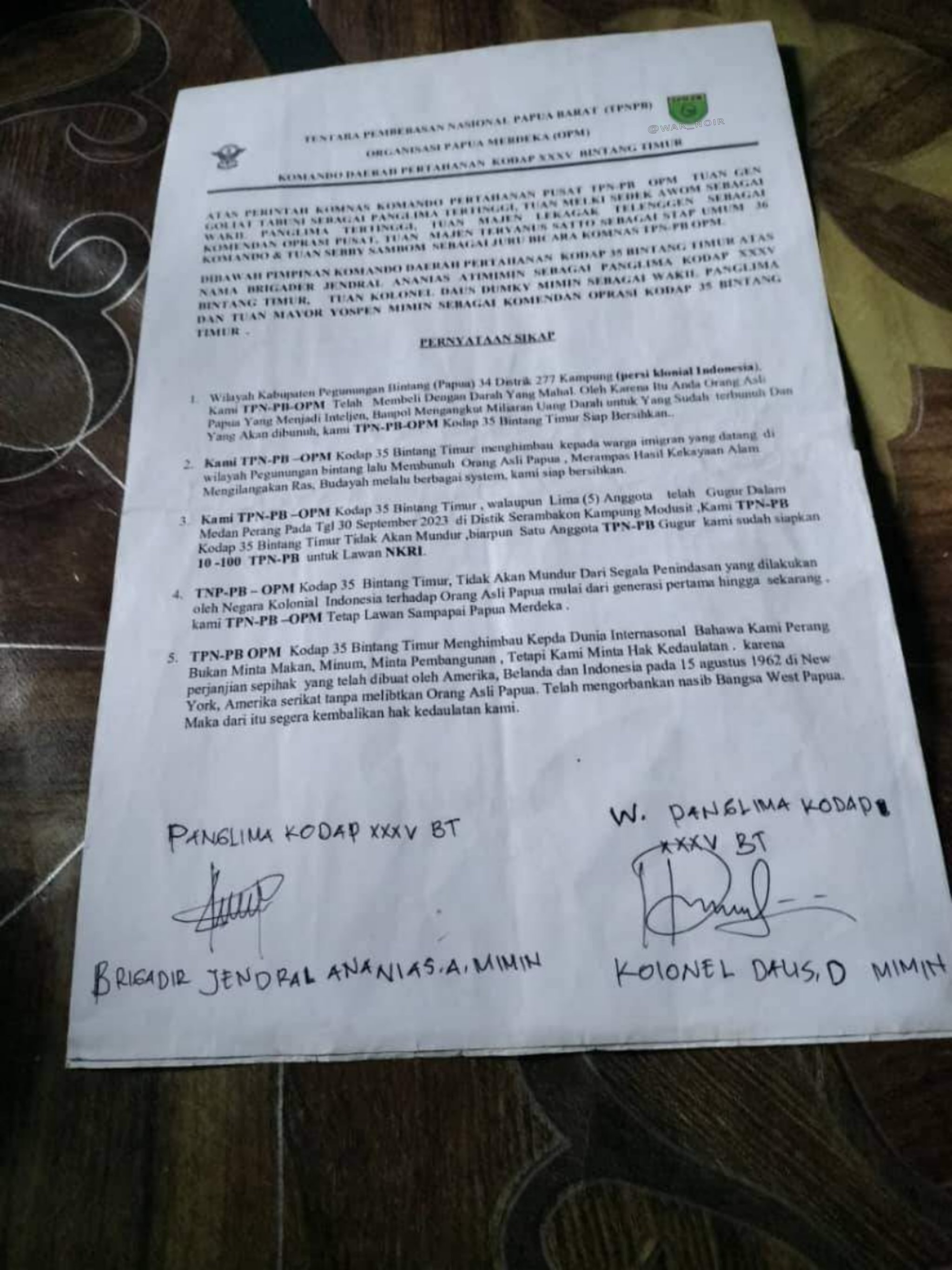 WestPapua National Liberation Army (TPNPB-OPM) executed a village head who was allegedly a ...