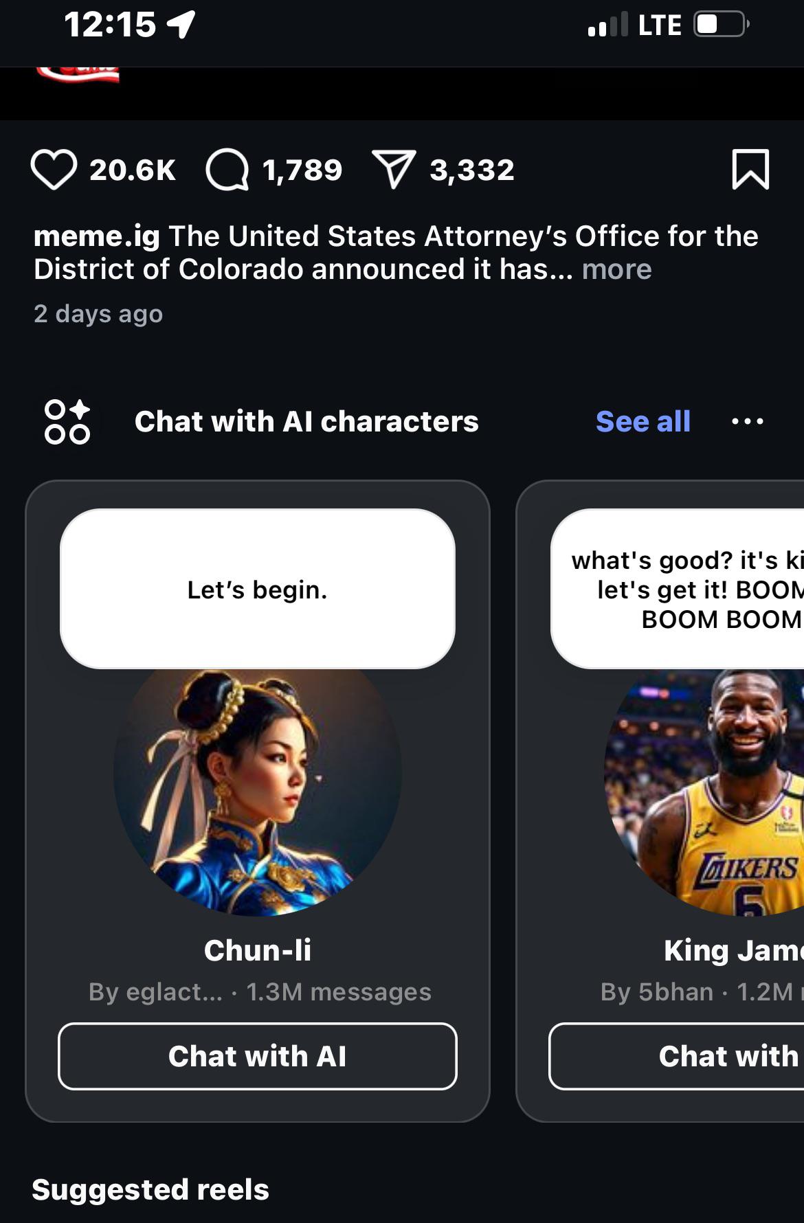 Instagram copying character AI?? | Scrolller
