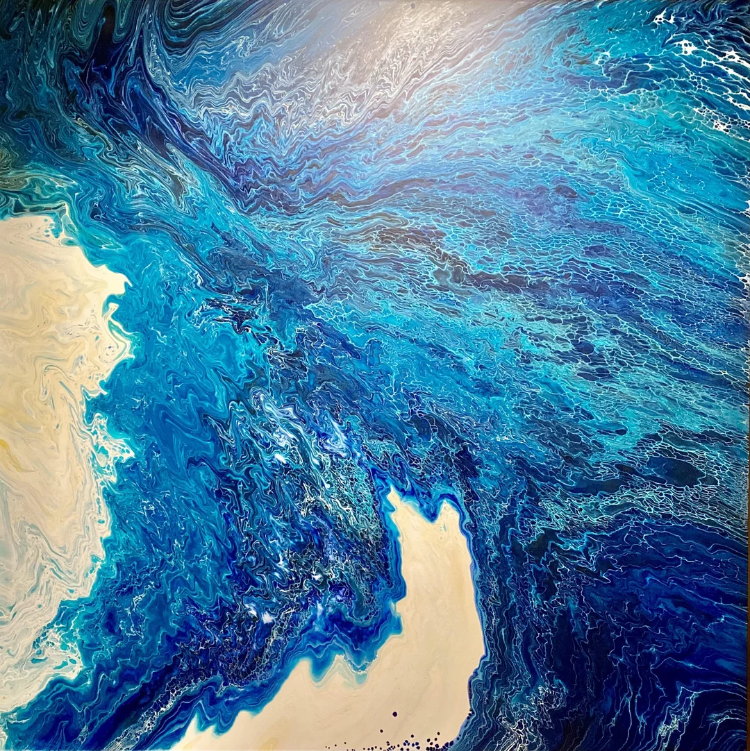 “Wave”, Frank Lucas, fluid acrylic, linen, 2021 | Scrolller