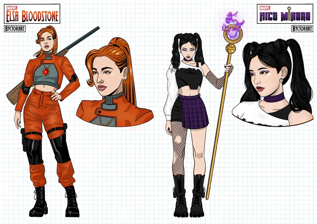 Elsa Bloodstone and Nico Minoru fan art / redesign by me | Scrolller