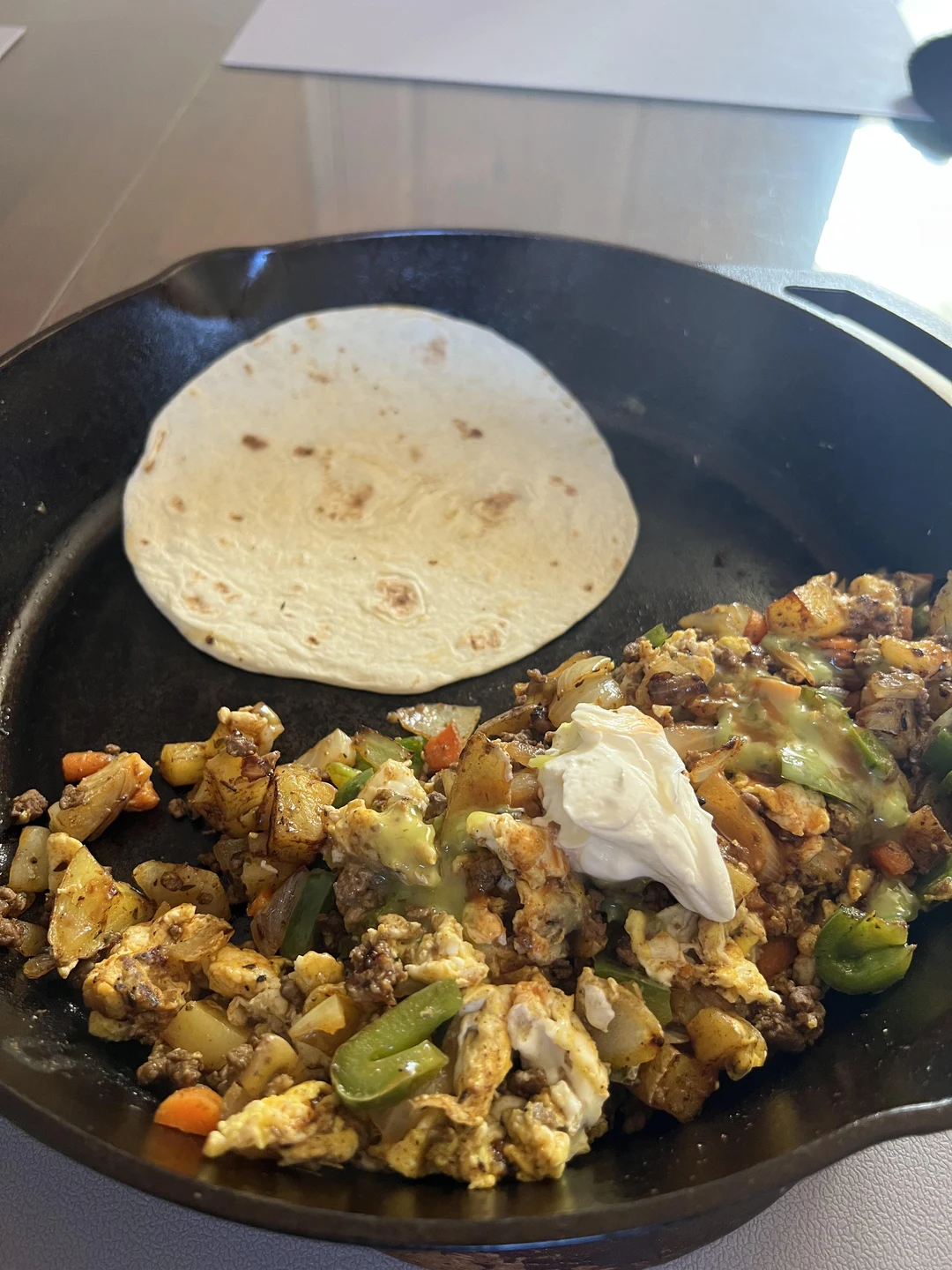 Breakfast tacos featuring left over taco beef and eggs | Scrolller
