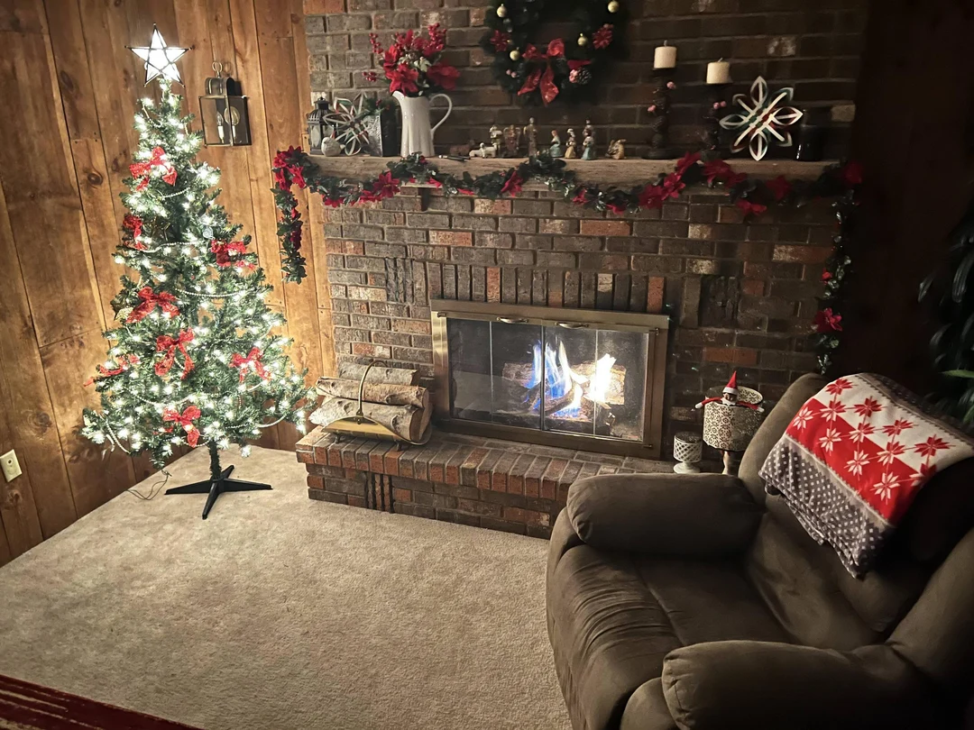 Cozy fireplace (decorated entirely by my wife) | Scrolller