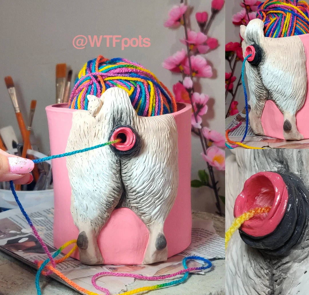 I made a Butt Pug yarn bowl, clay, 2022. | Scrolller