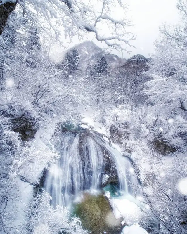 The Beautiful Sekiyama Falls in Yamagata, Japan Surrounded by Snow in Winter | Scrolller