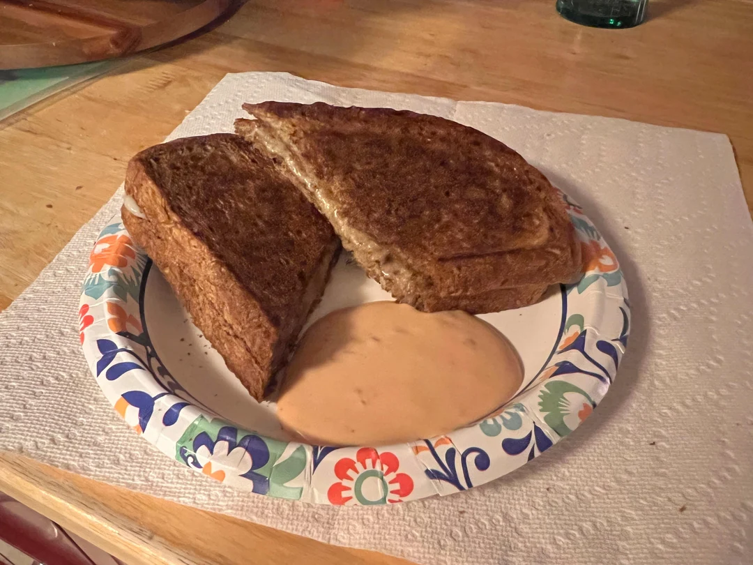 Lacey Swiss on marbled rye with Thousand Island for dipping. | Scrolller