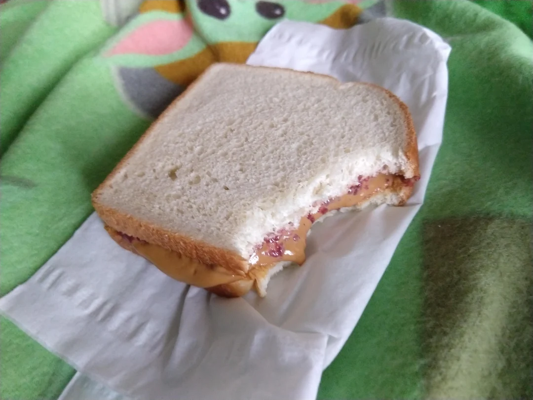 Made a PBJ with homemade strawberry mango jam, and mixed PB2 with almond milk | Scrolller