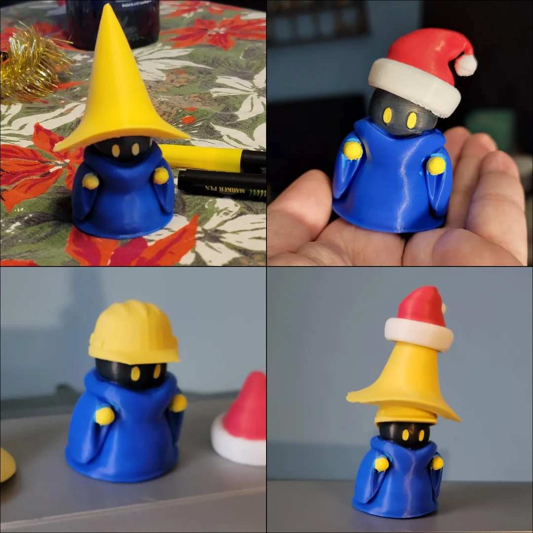 I 3d printed a black mage and decided he needed more hats. | Scrolller