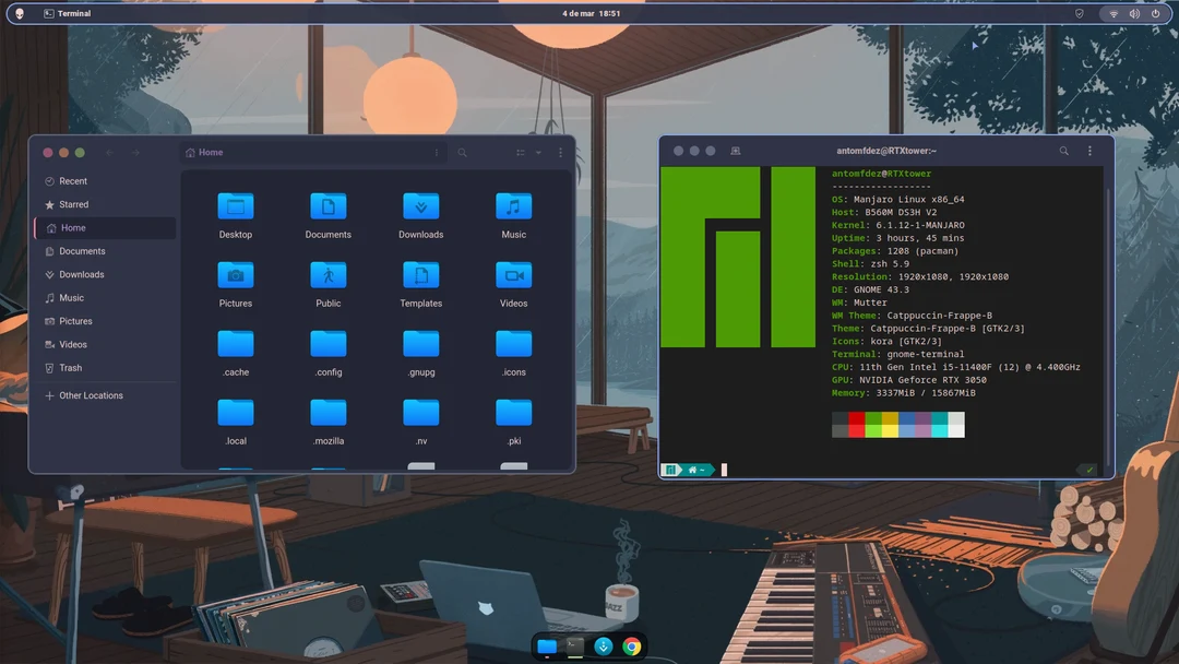 [GNOME] Manjaro main PC cappuccin rice | Scrolller