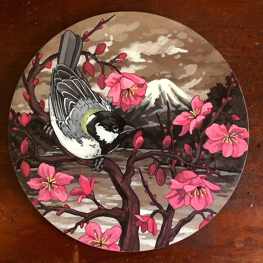 Japanese Tit, Me, Gouache and Ballpoint Pen, 2023 | Scrolller