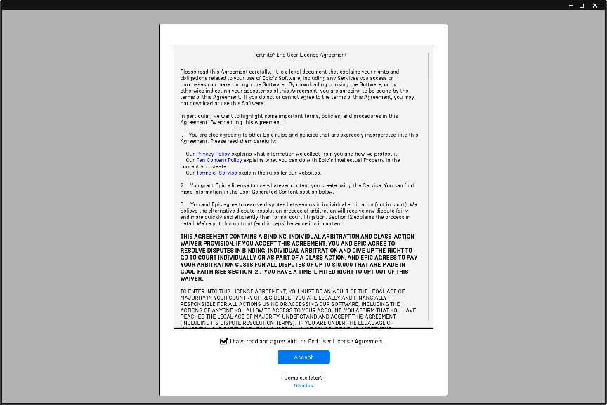 Discover more like FORTnITE: Last night's update: Anyone else get a End User License Agreement ...