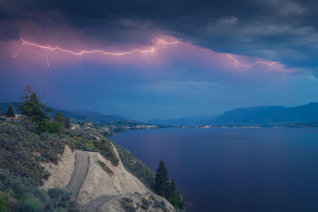 Is it still storm chasing if you’re on vacation and the storm comes to you? Lightning streaks ...