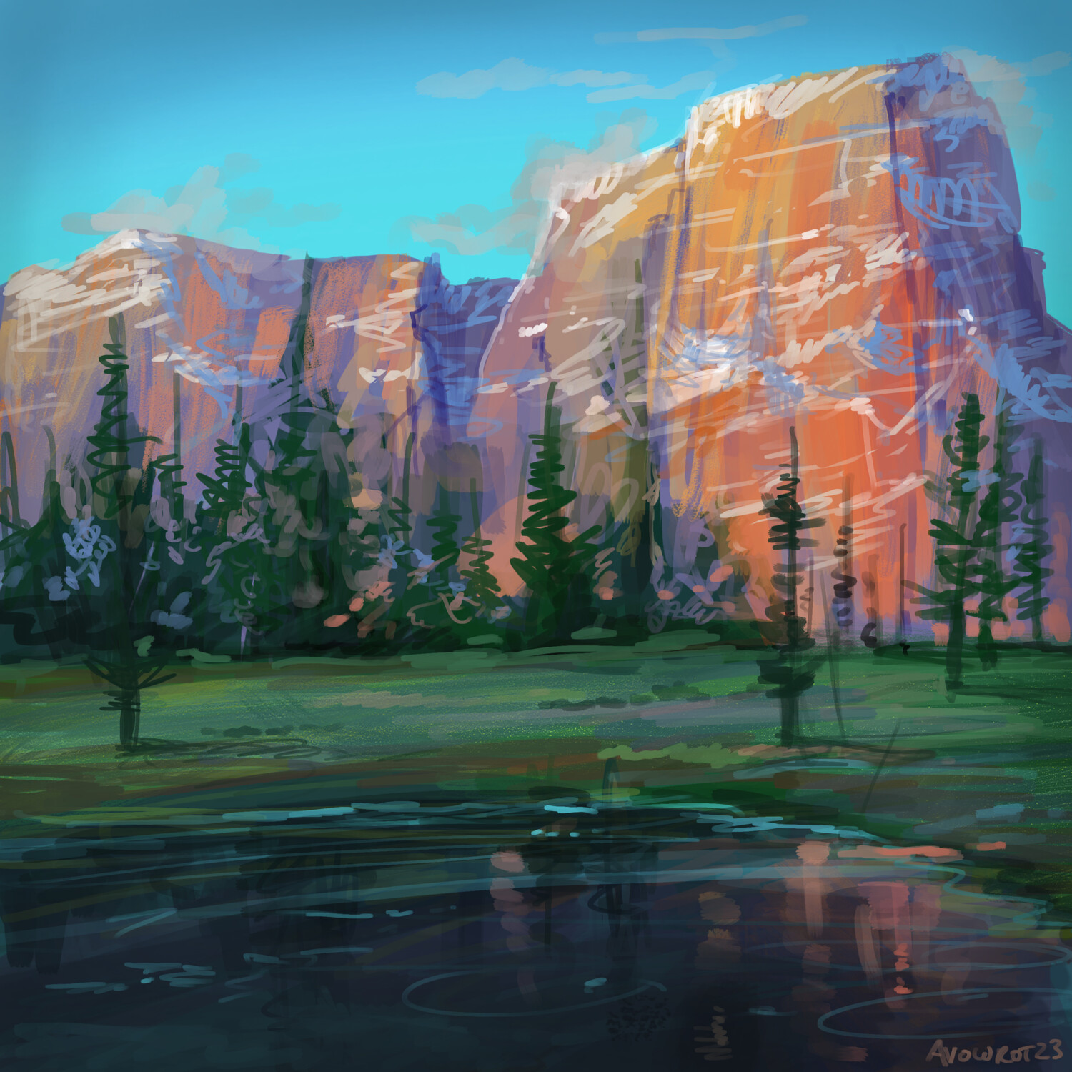 landscape painting sketch by AVOWROT | Scrolller