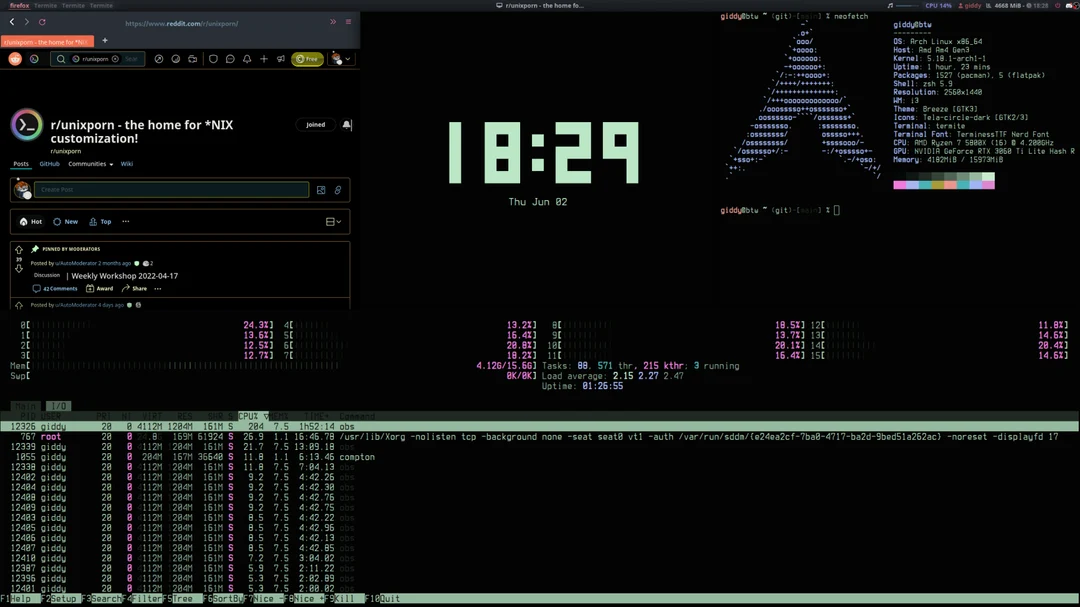 [i3wm] My laptop and PC rice (Arch and Endeavour) | Scrolller