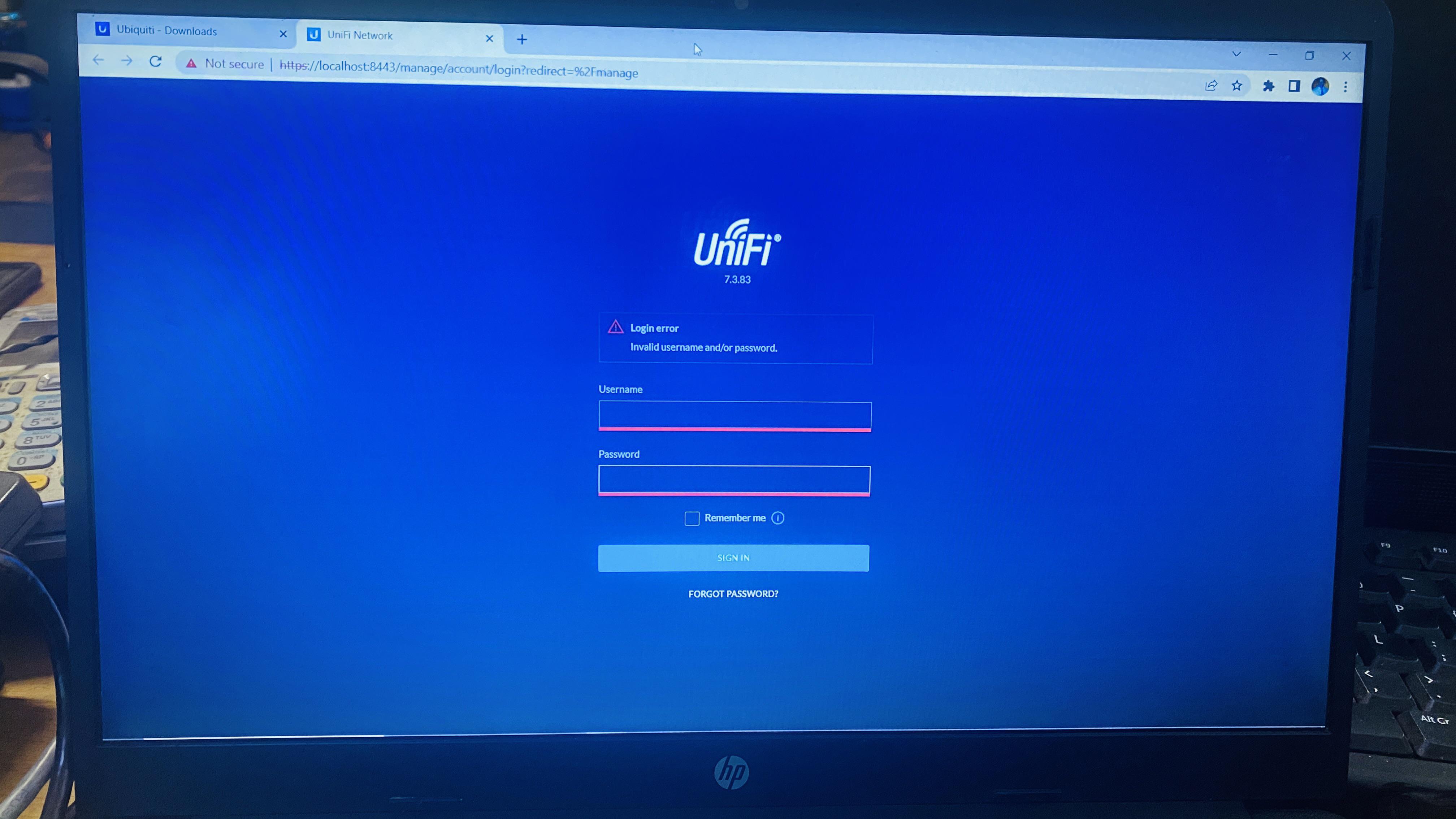 Invalid username and/or password on UniFi portal | Scrolller