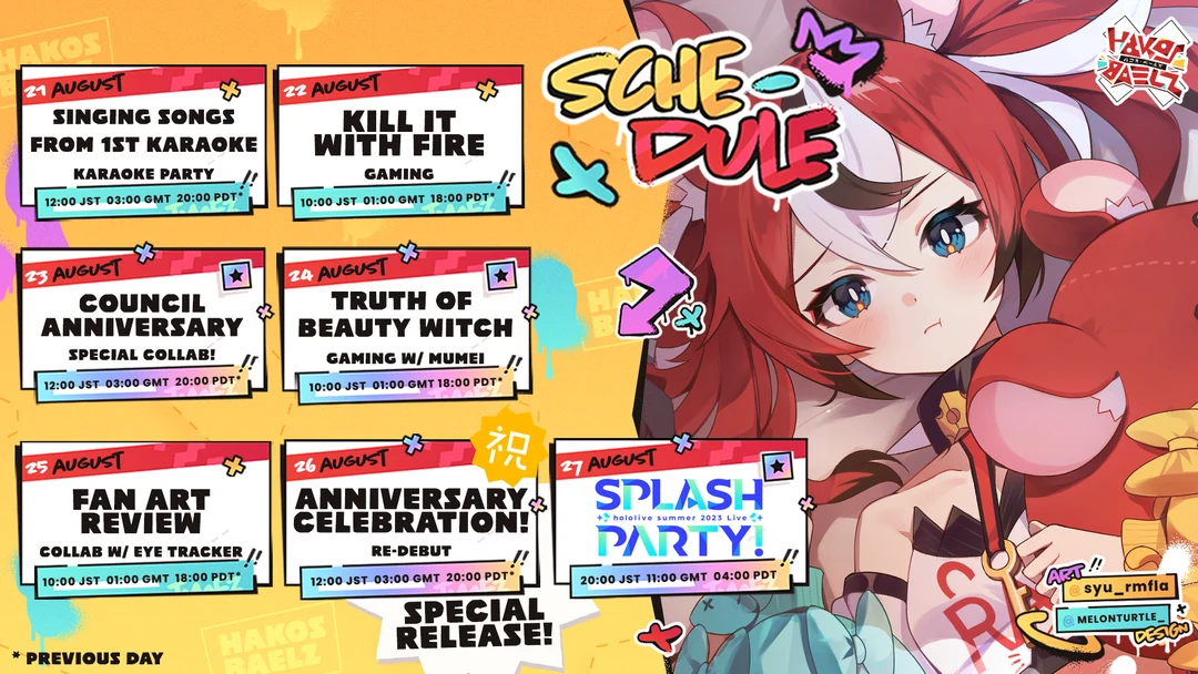 Bae just dropped her schedule for this week! It's Council's Anniversary Week, so there's a lot ...