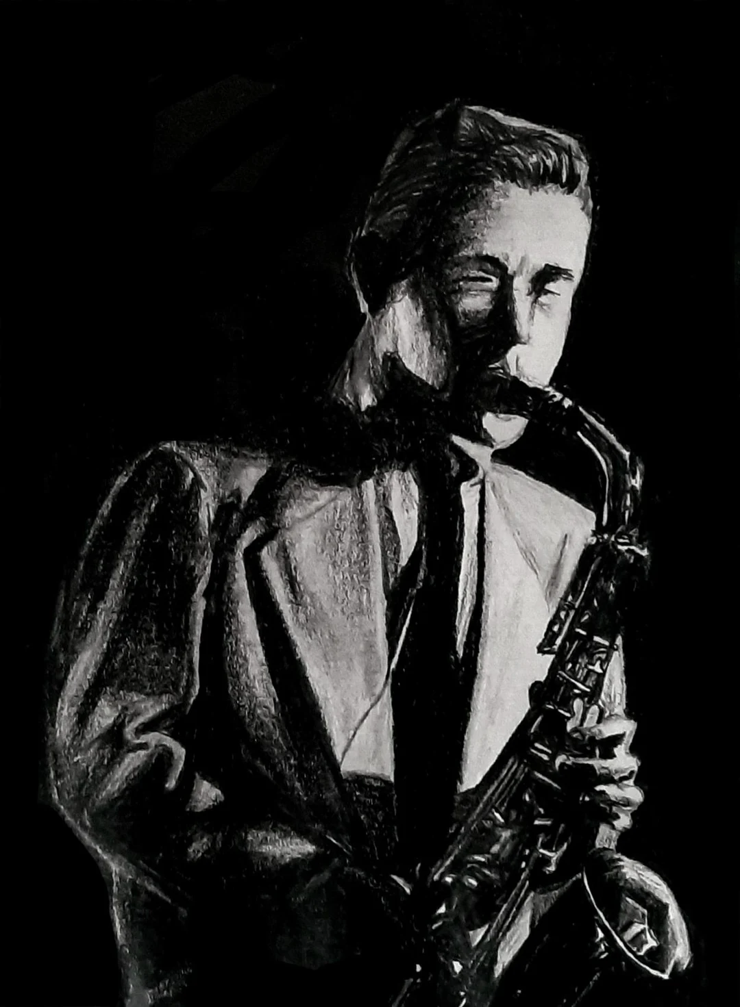 Jazz musician, me, pencil, 2023 | Scrolller